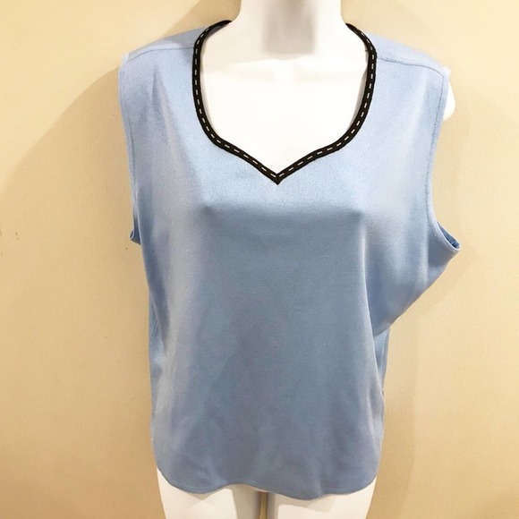 Ming Wang | Tops | Ming Wang Light Blue Knit Tank Top Petite Xl | Poshmark